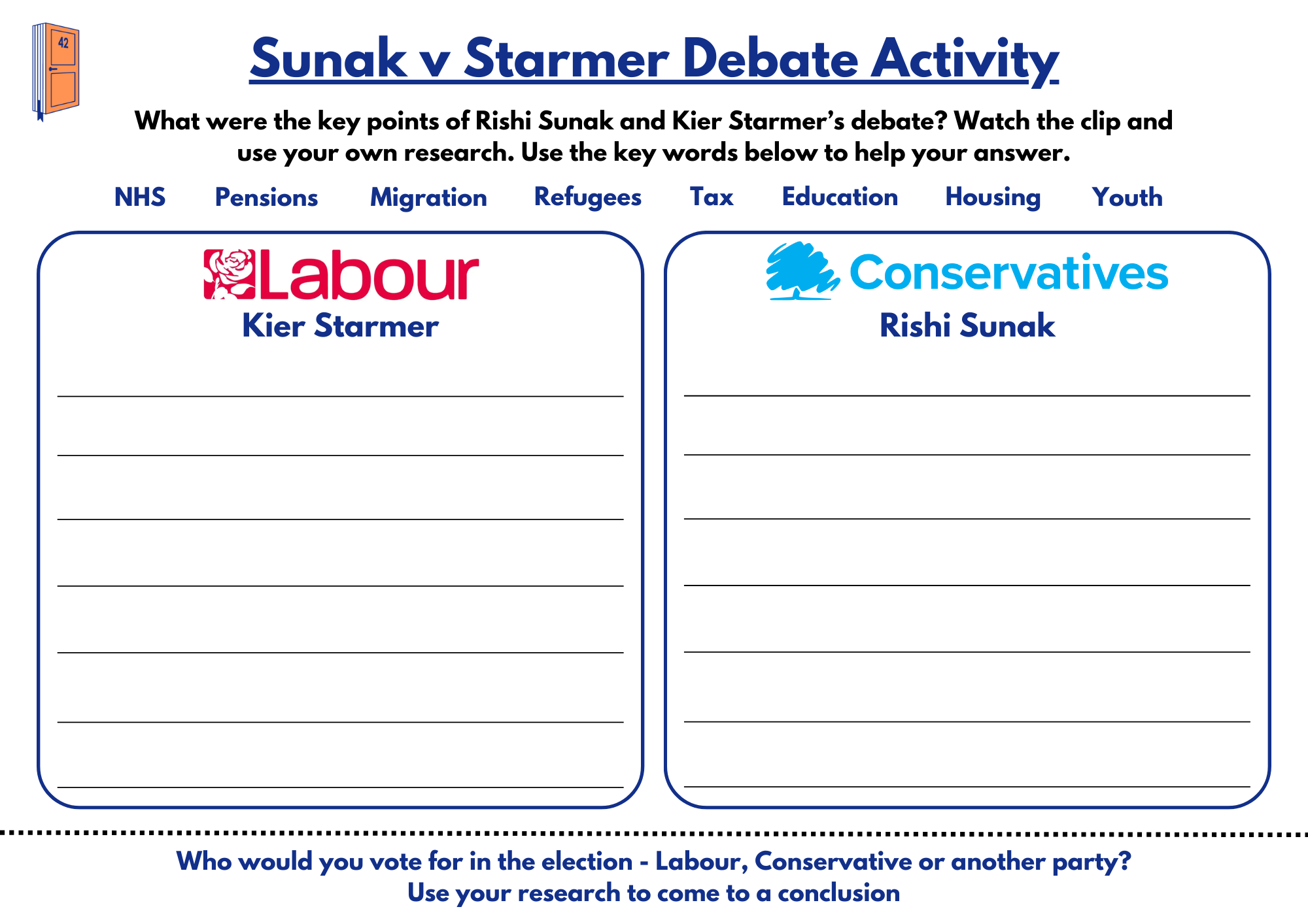 Sunak v Starmer Debate – Classroom 42