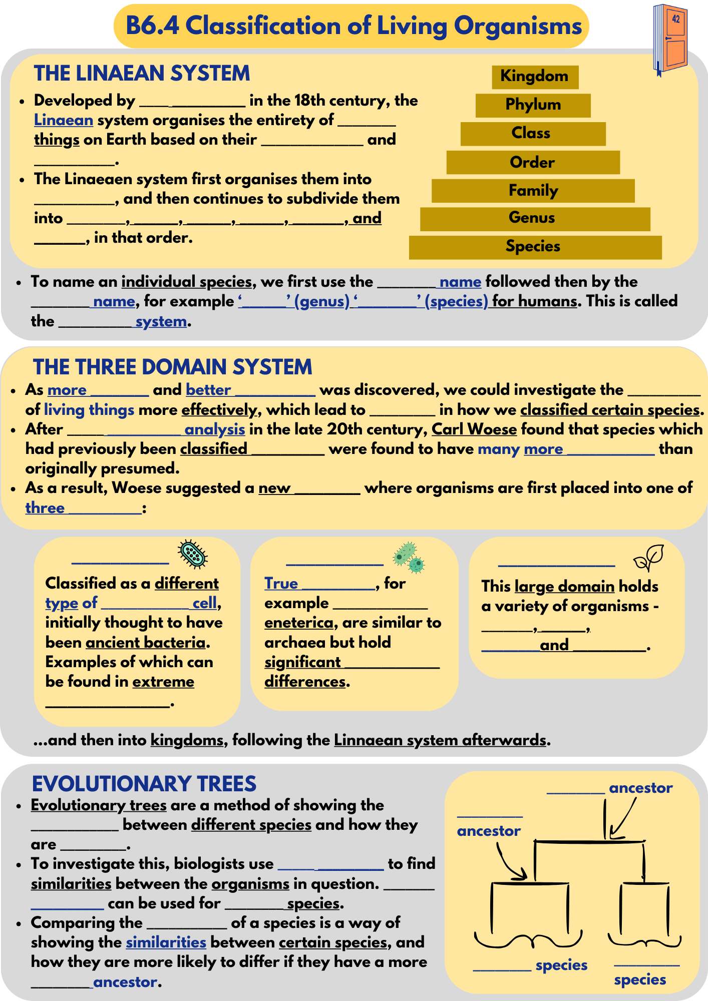 B6.4 Classification of Living Organisms gaps (AQA GCSE Combined Higher ...