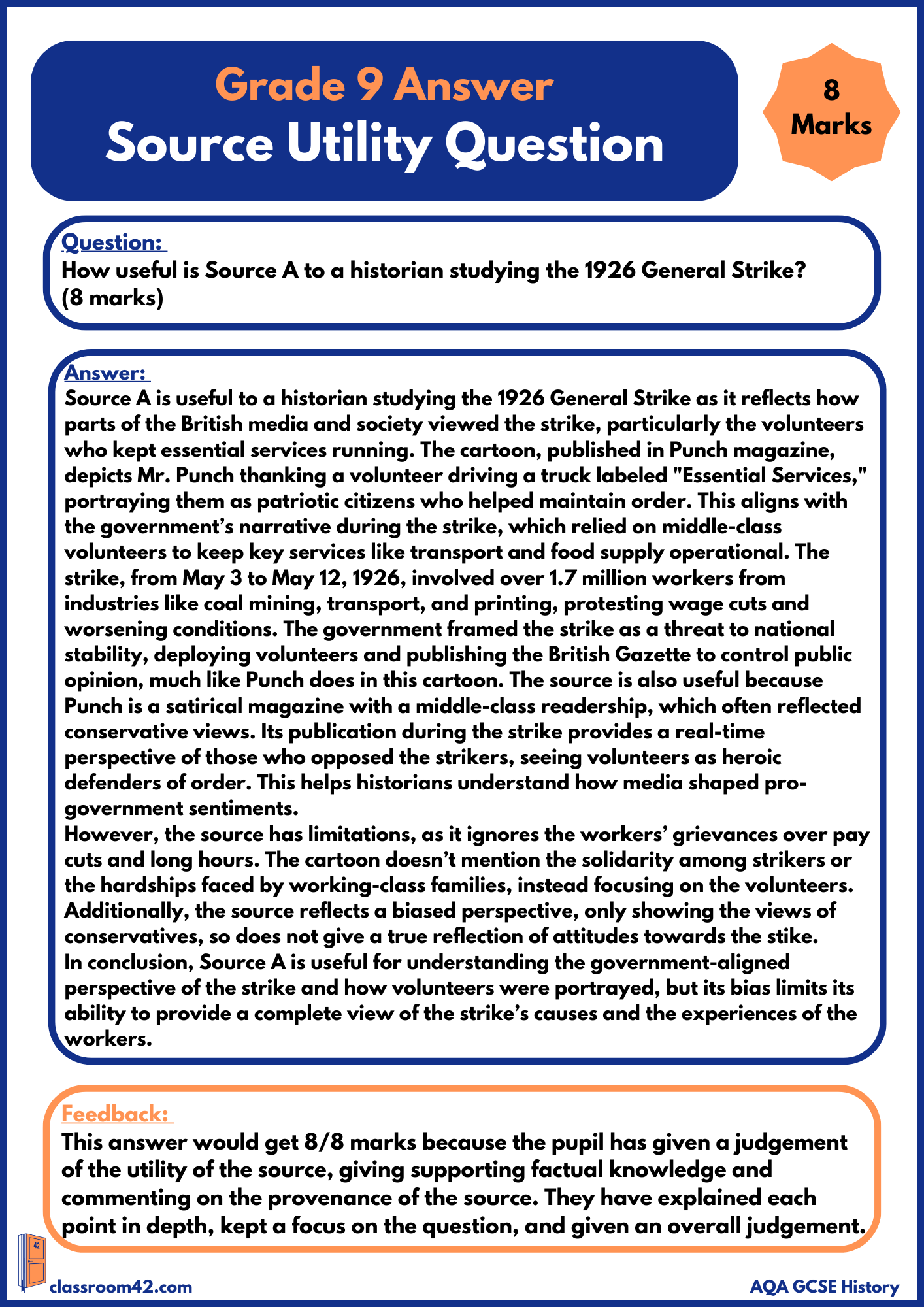 Source Utility 8 Mark Question – Example Answer Power – Classroom 42